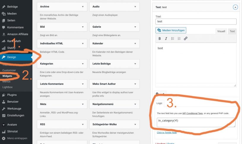WordPress Widgets nur in bestimmten Kategorien anzeigen - AddictedToCode